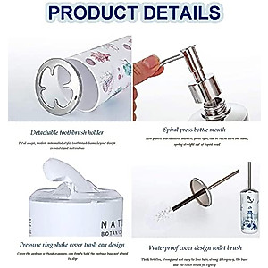 6 Piece Plastic Bathroom Accessory Set Luxury Lighthouse Bath Accessories Bath Set Lotion Bottles,Toothbrush Holder,Tooth Mug,Soap Dish,Toilet Brush,Rubbish for Modern Design