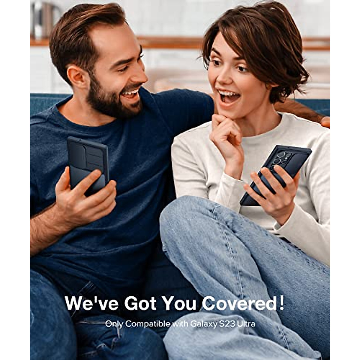 Tongate Compatible with Samsung Galaxy S23 Ultra Case with Slide Camera Cover, [Military Grade Drop Protection] Slim Translucent Matte Back Phone Case for Galaxy S23 Ultra Case 6.8 Inch, Black