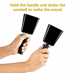 Steel Cow Bell with Handle Cowbells,Cheering Bell and Loud Noise Makers Hand Bells for Sporting Events,Football Games,School Bell,Farm Hand Chimes Percussion Musical Instruments (8 inch Black)