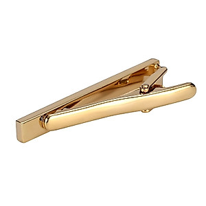 Skcess Gold Black Men Clip on Tie Stainless Steel Tie Clip, Tie Bar Enamel Men's Clip on Ties Jewelry Gift for Men