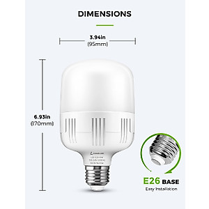 LOHAS Super Bright Light Bulbs, 250-300W Equivalent 3400LM E26 Garage LED Bulb, 5000K Daylight 30 Watt High Lumen LED Bulb w/E39 Adapter for Commercial Warehouse Workshop Factory Backyard Barn, 2 Pack