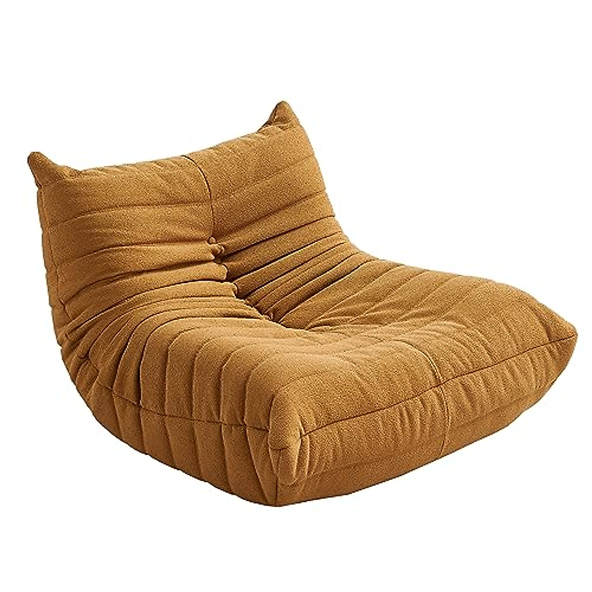 BAMOOLI Fireside Chair, Modern Comfy Teddy Fabric Lazy Floor Sofa Armless Lounge Chair, Upholstered Bean Bag Couch Oversized Corner Chair for Living Room, Bedroom, Office, Salon, Orange