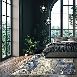 LUXE WEAVERS Marble Abstract Area Rug, Blue 8x10