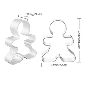 Saktopdeco 8 Counts Gingerbread Metal Cookie Cutter Small Christmas Gingerbread Man Shaped Decorative Cookie Cutters Set