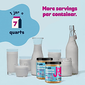 Organic Almond Milk Unsweetened Plain Concentrate by JOI - 27 Servings - Vegan, Kosher, Shelf Stable, Keto-Friendly, Dairy Free, & Fat Free Milk - Almond Milk Powder Substitute, Coffee & Plant Milk Creamer