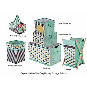 Bacati Elephants Unisex Activity Gym with Mat, Mint/Yellow/Grey