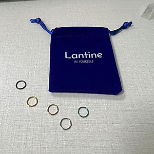 Lantine 5 Pcs Nose Rings Hoops for Women Set 316L Surgical Steel Septum Rings 8mm Rook Daith Tragus Piercing Jewelry Hinged Cartilage Gold Hoop Earrings 18G