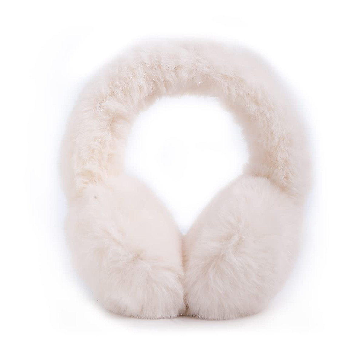 ZOSCGJMY Faux Fur Ear Muffs for Women Girls Winter Cute Warm Furry Fluffy Earmuffs Ear Covers Outdoor (Beige)