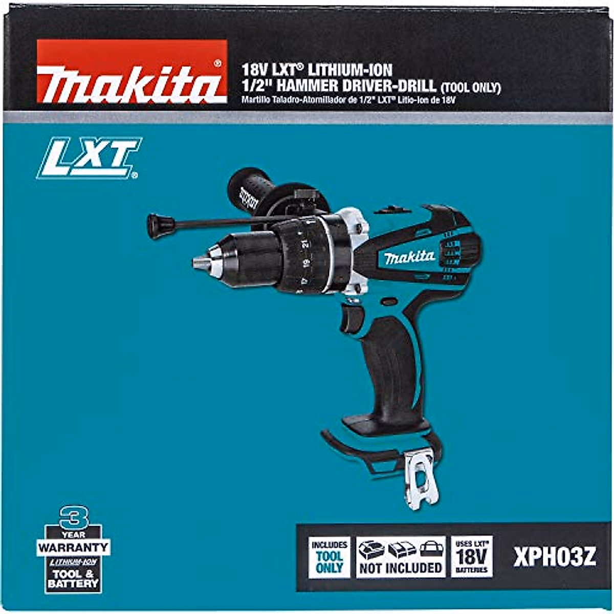 Makita XPH03Z 18V LXT Lithium-Ion Cordless 1/2" Hammer Driver-Drill, Tool Only