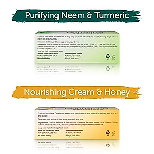 Himalaya Cleansing Bar Soaps Variety Pack, Neem & Turmeric, Almond, Cream & Honey and Cucumber, 4.41 oz, 12 Pack
