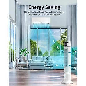 Evaporative Air Cooler, 45" Tower Fans that Blow Cold Air Cooling Fan with 90° Oscillating, Touch and Remote Control, 3 Mode / 3 Speeds, 5L Water Tank, 15H Timer, 2 Ice Boxes Fan for Bed Room Office