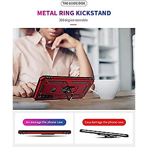 YaHan for Xiaomi Redmi Note 9S/Redmi Note 9 Pro Case,360 Degree Rotating Ring Kickstand Hybrid Heavy Duty Dual Layer Shockproof Defender Hard Back Case with Tempered Glass Screen Protector,Black