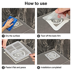 IURRDOP Disposable Shower Drain Cover Hair Catcher Mesh Stickers,30Pcs 4-Inch Disposable Floor Drain Stickers,Universal Sink Drain Cover for Human and Pet Hair - Ideal for Bathroom,Kitchen and Bathtub