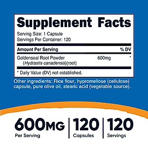 Nutricost Goldenseal Root 600mg, 120 Capsules - Non-GMO, Gluten Free, Vegetarian Capsules