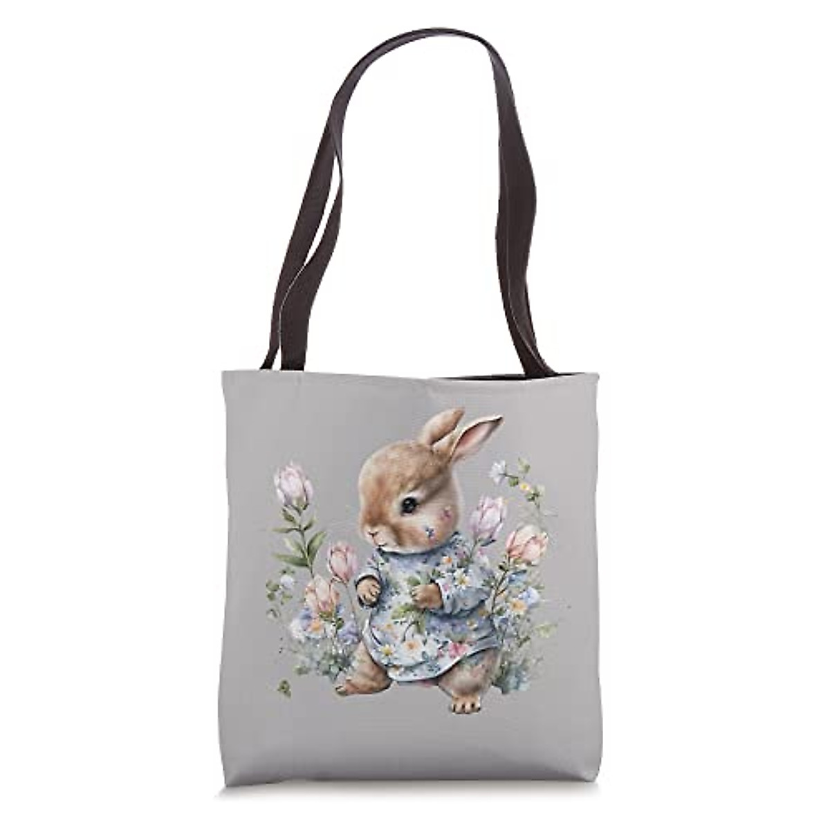 Spring Bunny Easter Flowers Tote Bag