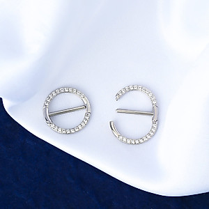 OUFER Nipple Piercing Jewelry 14G 316L Stainless Steel Nipple Rings Clicker Shiny Clear CZ Nipple Barbell For Women