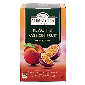 Ahmad Tea Black Tea, Peach & Passion Fruit Teabags, 20 ct (Pack of 1) - Caffeinated & Sugar-Free