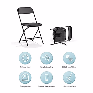 Nazhura Foldable Folding Chairs Plastic Outdoor/Indoor 650LB Weight Limit (Black, 6 Pack)