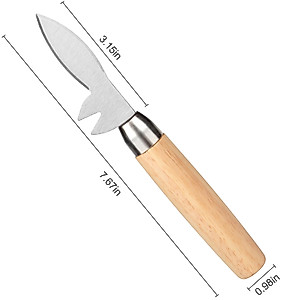 Jopplim 2 Pcs Oyster Shucking Knife, Upgraded Oyster Knife, with Stainless Steel Thickened Blade, a V-Shaped Notch, Wooden Non-slip Handle, Oyster Shucker, Suitable for Shucking All Kinds of Shells