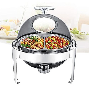 Chafing Dish Food Warmers for Parties and Buffets Round Buffet Servers and Warmers for Keeping Food Being Fresh and Delicious 6L - Alcohol Heating (GN 1/2)