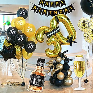 LaVenty 19 PCS Black Gold Dirty Thirty Balloons Dirty 30 Birthday Decoration 30th Birthday Decoration for Men 30 Birthday Decoration for Him Funny 30 Birthday Decoration Naughty 30th
