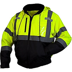 Pyramex RJ31 Series Class 3 Fleece Bomber Safety Jacket, Lime, X-Large