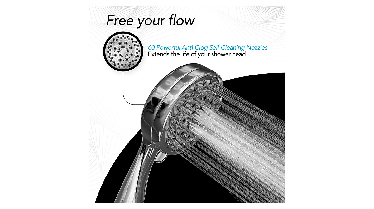 Handheld Shower Head with 5 Spray Settings - Spa-Like Experience