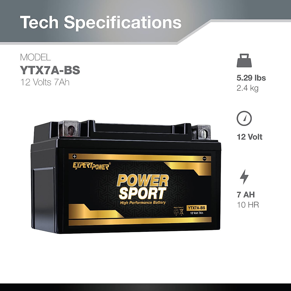 ExpertPower YTX7A-BS 12v7ah lead_acid_battery