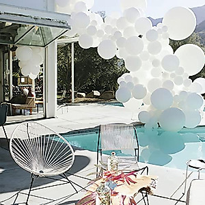PartyWoo White Balloons, 50 pcs 5 Inch Matte White Balloons, White Balloons for Balloon Garland or Balloon Arch as Party Decorations, Wedding Decorations, Neutral Baby Shower Decorations, White-Y13
