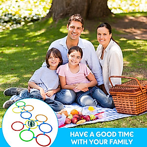 Hopscotch Game Outdoor Games for Kids 10 Plastic Rings 5 Colored and 18 Connectors 4 Bean Bags Indoor or Outdoor Game Obstacle Course for Kids Training (Circle)