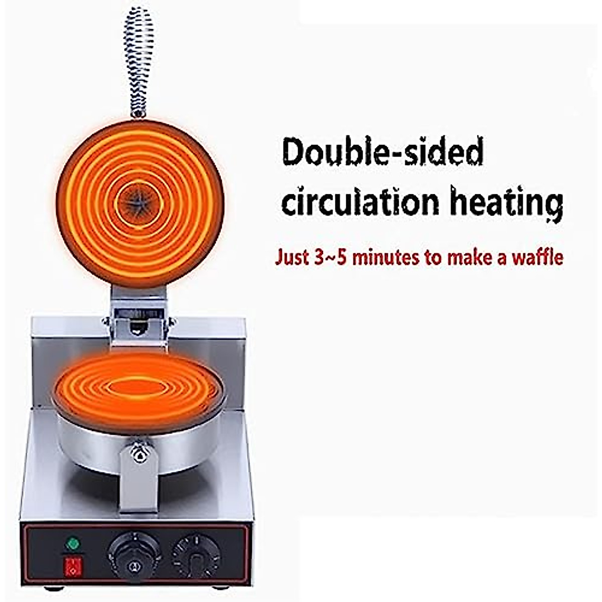 Commercial Electric Waffle Maker 1400W Nonstick Waffle Machine with Temperature and Time Control Stainless Steel Waffle Bake Machine for Bakery Home and Kitchen Restaurant Leisure Snack Bar A (Size :