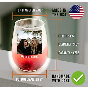 Personalized Wine Glass - Mother's Day Printed 17oz Stemless, Picture Photo Wine Gifts for Mom, Wife, Her - Unique Birthday Custom Wine Glass Personalized Wine Tumbler for Women Celebration Gifts