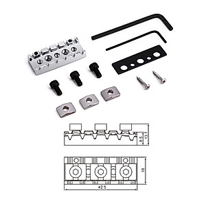 Bogart Guitar String Locking Nut for Floyd Rose Style Adjustable Height Locking Guitar Tremolo Bridge with Mounting Screw Shims and Wrench Chrome.