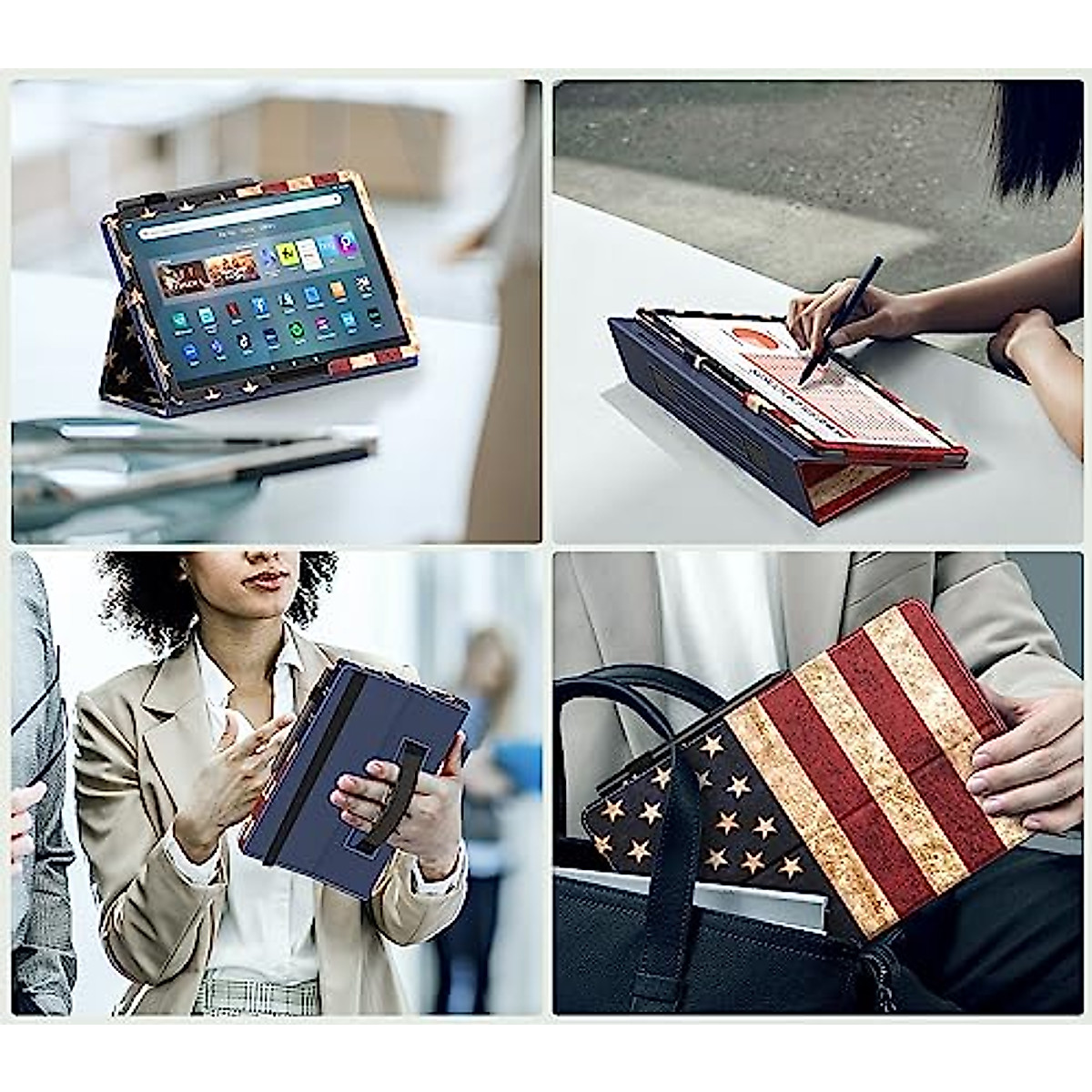 MoKo for Amazon Kindle Fire Max 11 Case (13th Generation, 2023 Release) 11" - Slim Folding Stand Cover Case for Fire 11 Tablet with Auto Wake/Sleep, American Flag