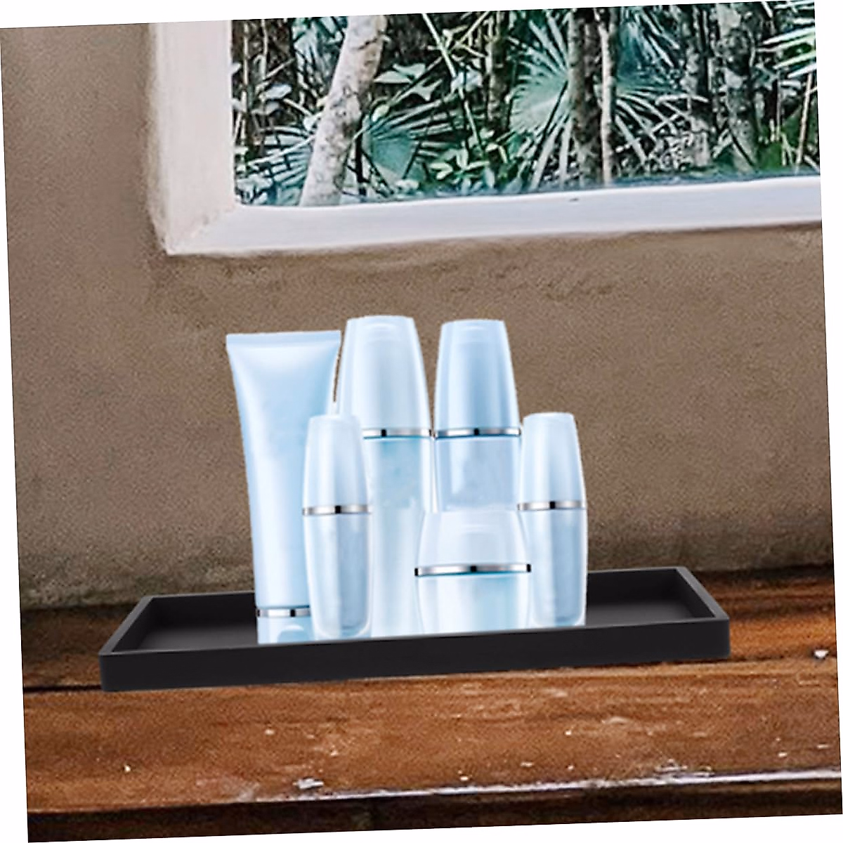 PRETYZOOM Bathroom Vanity Tray: 20x10cm Silicone Tray for Organization, Rectangle Bathroom Countertop Holder Tray, Kitchen Sink Tray for Organizer and Holder