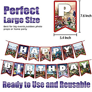Nelton Game Theme Birthday Party Supplies Includes Birthday Banner - Cake Topper - 20 Pcs Balloons