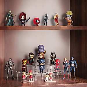 YestBuy Acrylic Display Stand For Pop Figures, 3 Tier Clear Cupcake Stand, Perfume Organizer Stand,2 Pack Half Moon Dessert Stand for Display Or Collections (Acrylic Rods 2 set)