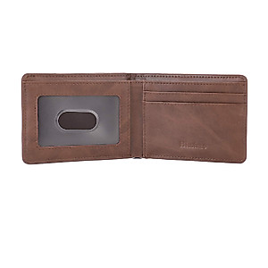 Mens Slim Front Pocket Wallet ID Window Card Case with RFID Blocking - Coffee with Quick Slot