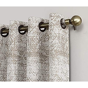 Sun Zero Darren Distressed Woven Jacquard Blackout Grommet Curtain Panel, 50" x 84", Camel