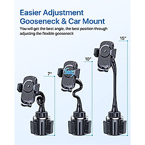 [Fast Charging] andobil 15in Wireless Car Charger, [Upgraded Secure Chip] Qi Car Cup Phone Mount with Adapter Adjustable Gooseneck Cup Holder Charger Compatible with iPhone 14 13 12 Pro Max S22 S21