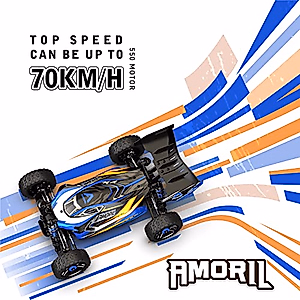 AMORIL 1:14 Fast RC Cars for Adults,Top Speed 70+KMH,Hobby Remote Control Car,4X4 Large Truck Off-Road Racing Buggy,Electric Vehicle Toy Gift for Kids with Oil-Filled Shocks,Upgraded Metal Parts