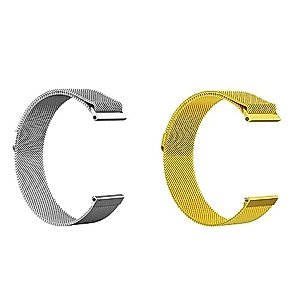 QIANMENG 2pcs Magnetic Watch Band 14MM-24MM Milanese Mesh Watch Strap Smartwatch Replacement Watchband 304 Stainless Steel Wristband (Color : Silver+Gold, Size : 20MM)
