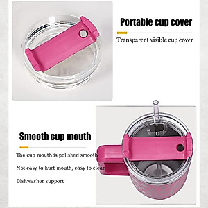 Holographic Leopard Tumbler 40 oz with Handle, Water Bottle, Gifts for Women & Men, Insulated Cup with Lid and Straw, Simple Modern, Water Bottles & Stanley Cups Trending Tumbler Gift 3D Pink