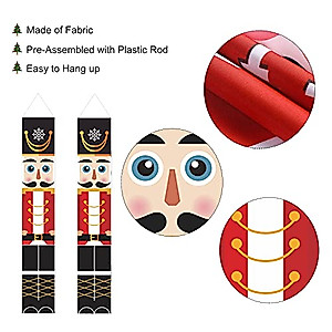 Merry Christmas Banner Decor Porch Sign, Christmas Decorations , Christmas Porch Banner Happy New Year Signs for Home Front Door Fireplace or Holiday Party Decor for Country Wall Hanging Outside (Christmas and New Year) (Christmas Doorman)