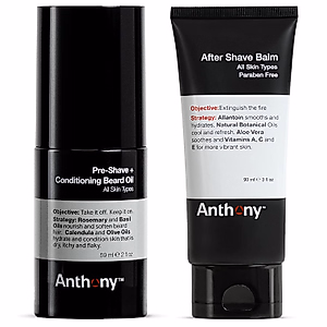 Anthony Pre-Shave and Conditioning Beard Oil, 2 Fl Oz After Shave Balm for Men 3 Fl Oz