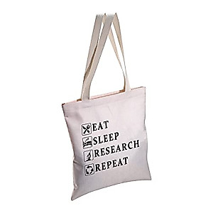 MBMSO Eat Sleep Research Repeat Tote Bag Researcher Gifts Shoulder Bag Lab Gifts Funny Science Gifts for Chemist Physicist