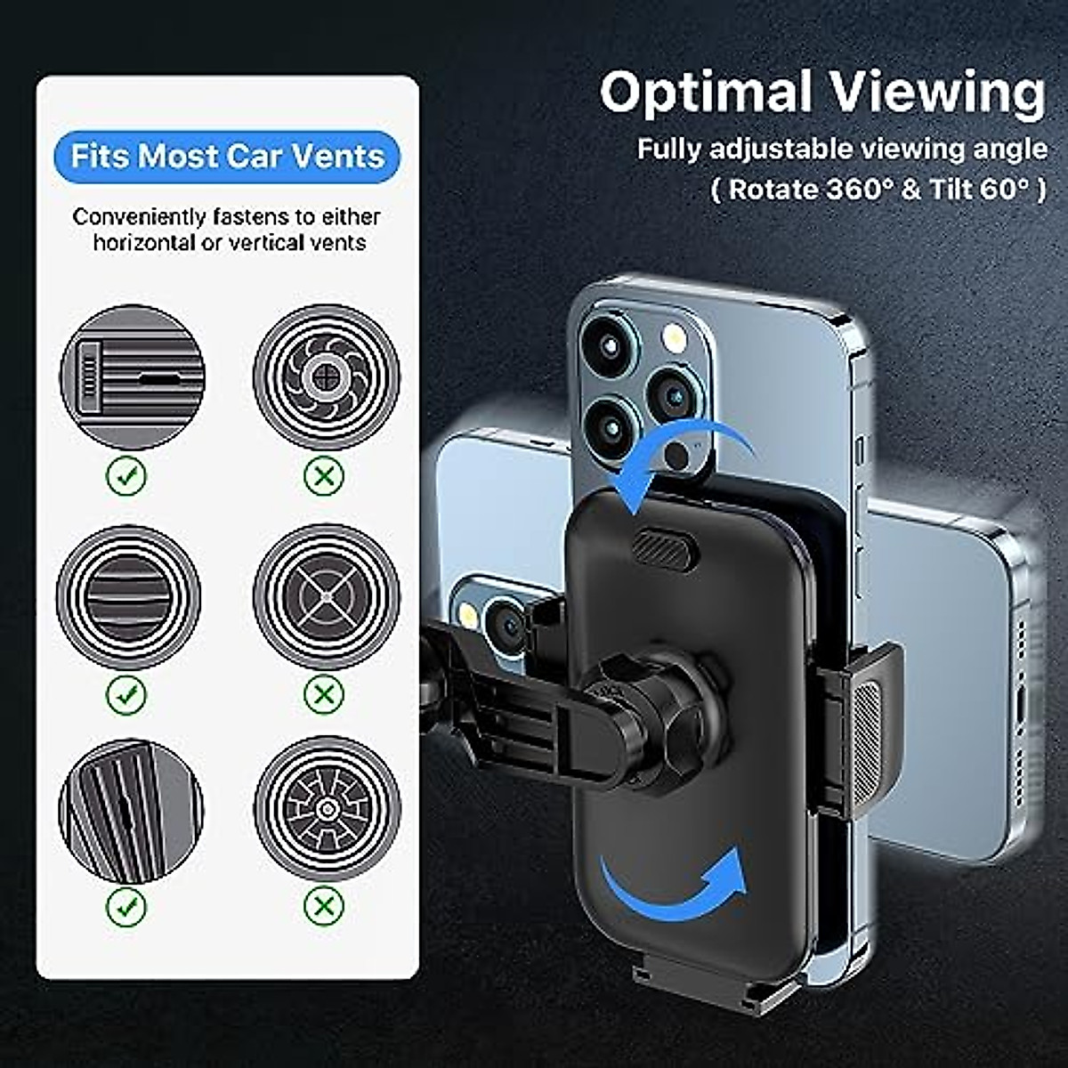 MYBAT PRO Phone Vent Mount for Car Cell Phone Holder Car Easy Clamp Hands-Free Universal Compatible with iPhone 15 14 13 12 Pro Max, Samsung S23 All Phones