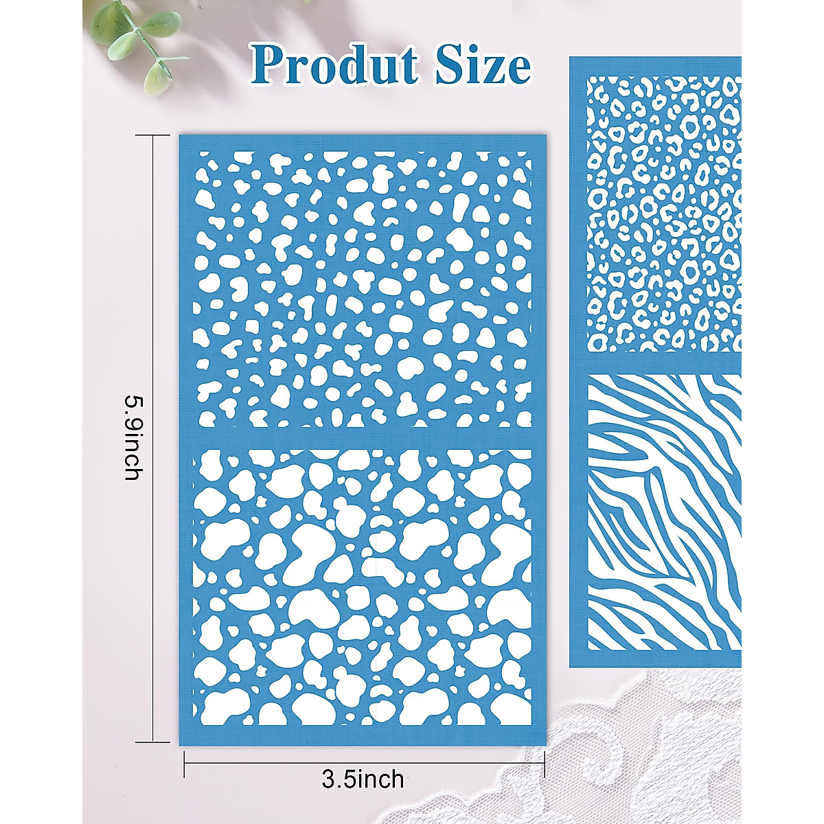 Puocaon Animal Print Silk Screen - 5 Pcs Dalmatians Cow Spot Silk Screen Stencils for Polymer Clay, Screen Stencils for Polymer Clay Earrings, Silk Screen Transfer Leopard Tiger Zebra Pattern on Clay