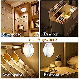 Puck Lights with Remote, Starxing Wireless Led Puck Lights Battery Operated, Led Puck Lights with Remote Control, Led Under Cabinet Lighting, Dimmable Closet Light Battery Powered (Natural White 6PK)