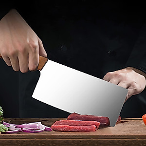 Kitory Cleaver Knife, Full Tang Chinese Chef Knife for meat and vegetable, German Stainless Steel Kithcen Knife 7"